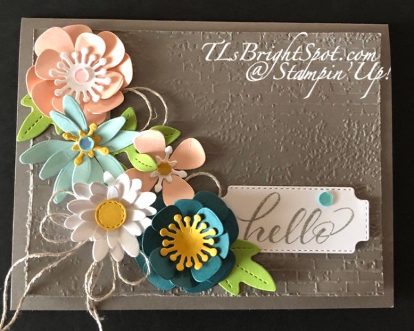 Stampin’ Up! Paper Florist Dies Hello card | TLsBrightSpot