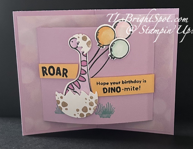 Stampin’ Up! Darling Dino Bendy Fun Fold Birthday card for Amy’s Inkin ...